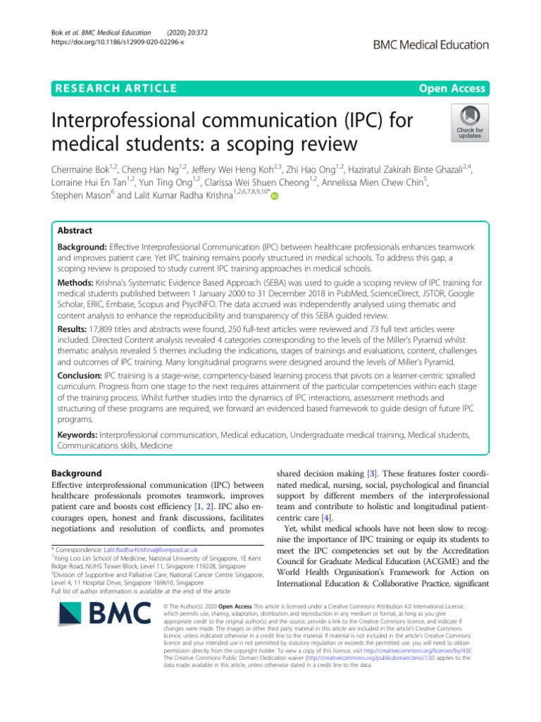 Interprofessional Communication (IPC) For | PDF | Systematic Review | Nursing