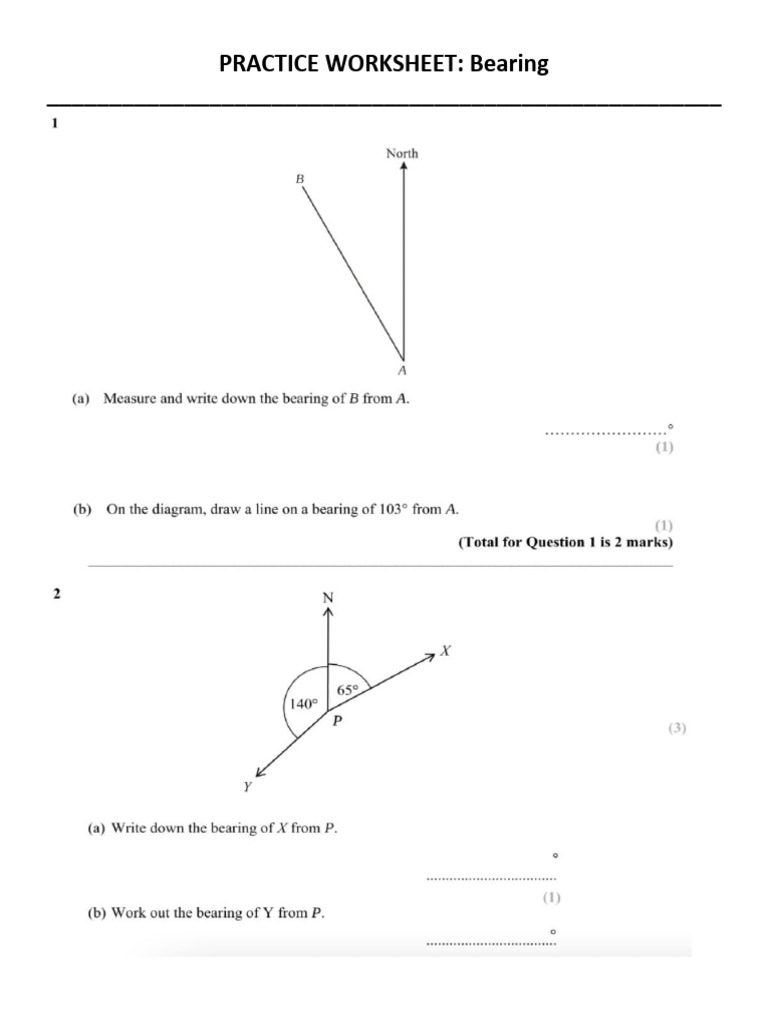 Bearing Practice Sheet | PDF