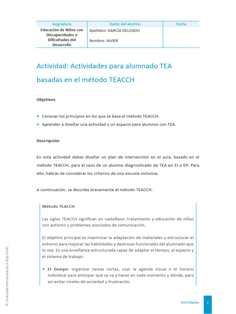 TEACCH | PDF