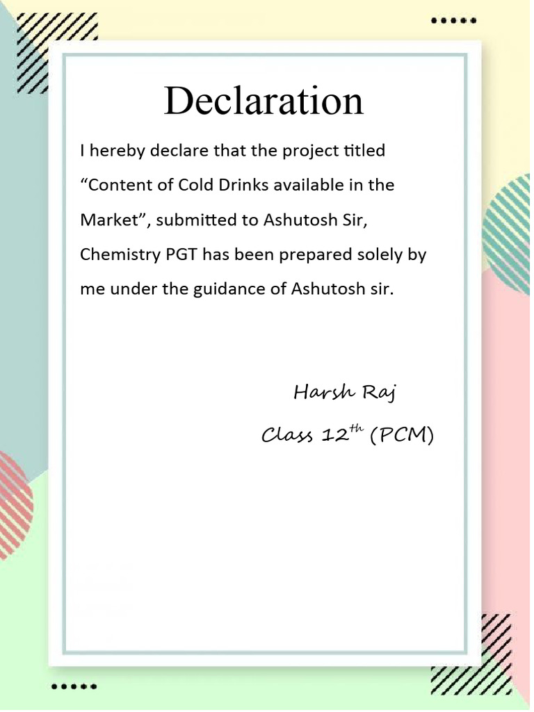 Declaration | Download Free PDF | Soft Drink | Sugar Substitute