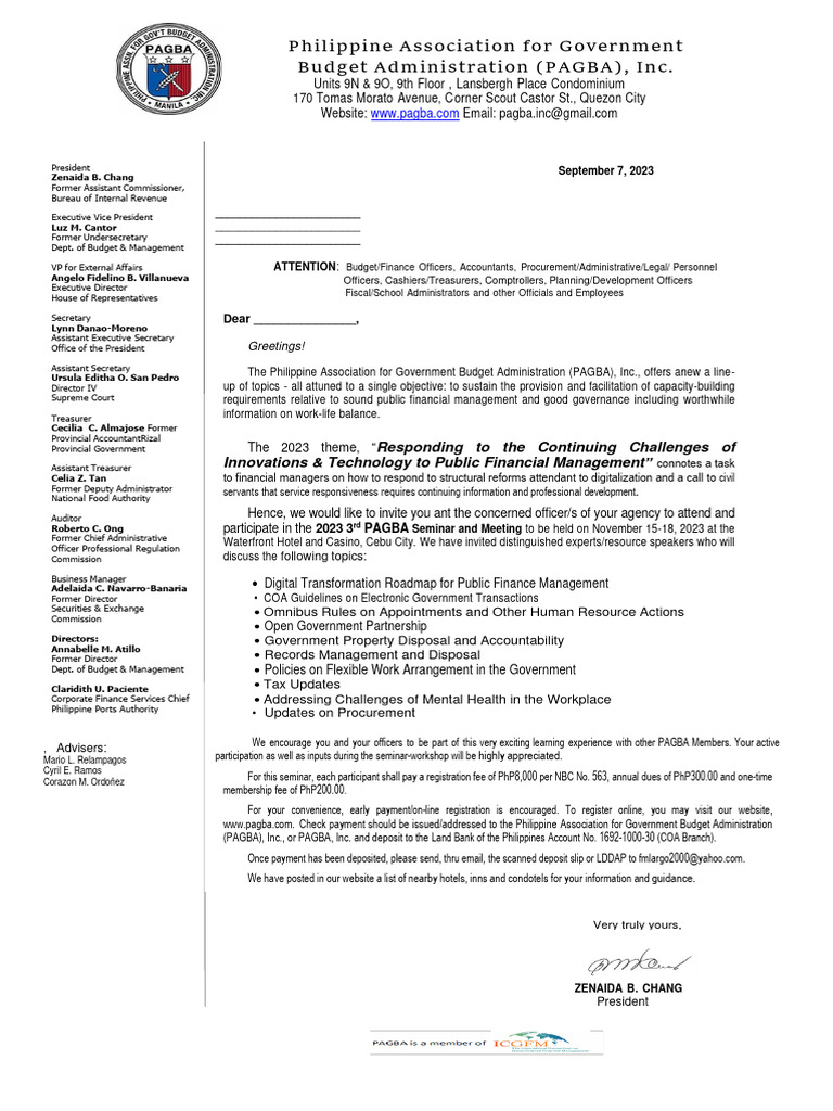 2023 Pagba 3RD Seminar | PDF | Government | Economies