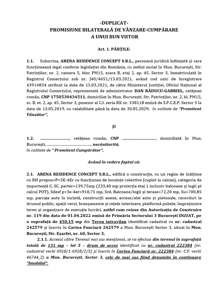 Draft Antecontract Esarfei 60 | PDF