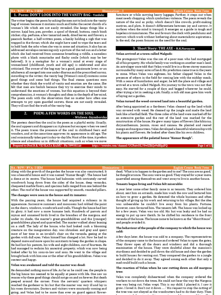 Notes Ba I Sem English Course Book | PDF | Malala Yousafzai | Pilgrimage