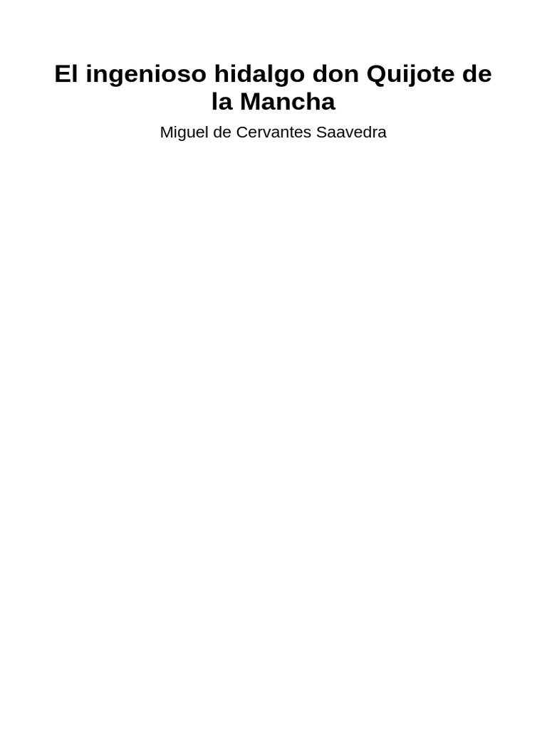 El Ingenioso Hidalgo Don Quijote de La Mancha | PDF