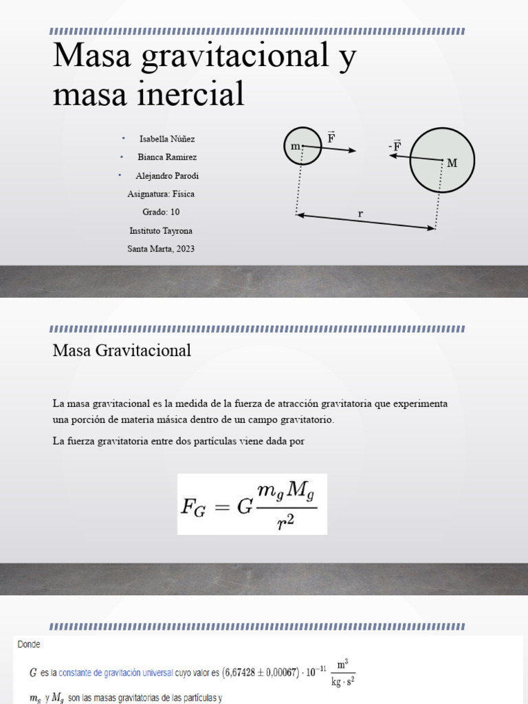 Masa Gravitacional y Masa Inercial | PDF