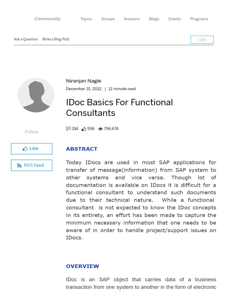 IDoc Basics For Functional Consultants - SAP Blogs | PDF | Electronic Data Interchange ...
