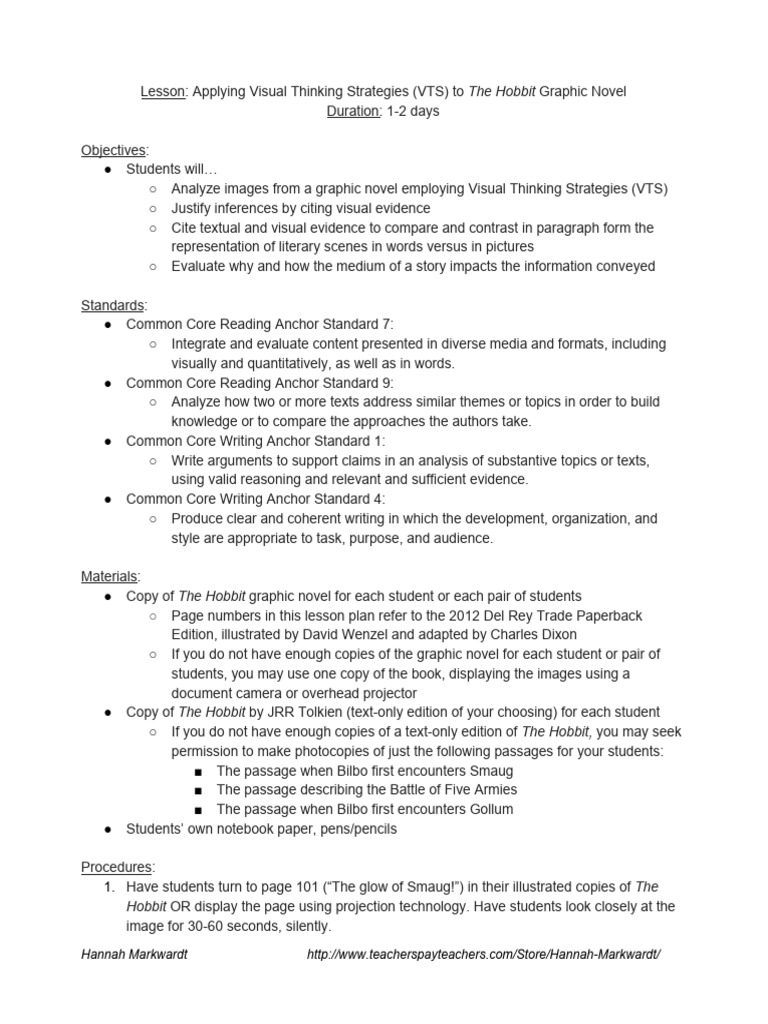 Hobbit: Hannah Markwardt | PDF | Bilbo Baggins | Thought