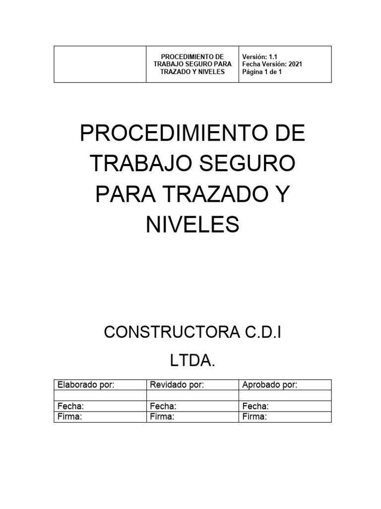 Procedimiento Seguro para Trazado y Niveles 2022 | PDF | Topografía | Materiales