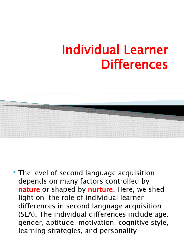 Individual Learner Differences | PDF | Second Language Acquisition ...