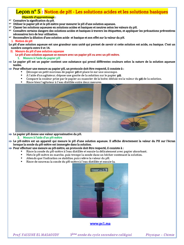 Comprendre le pH et ses mesures | PDF | Ph | Acide