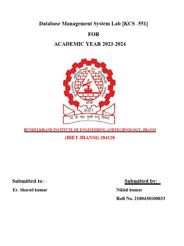 Dbms Lab Pdf Data Management Data Model 
