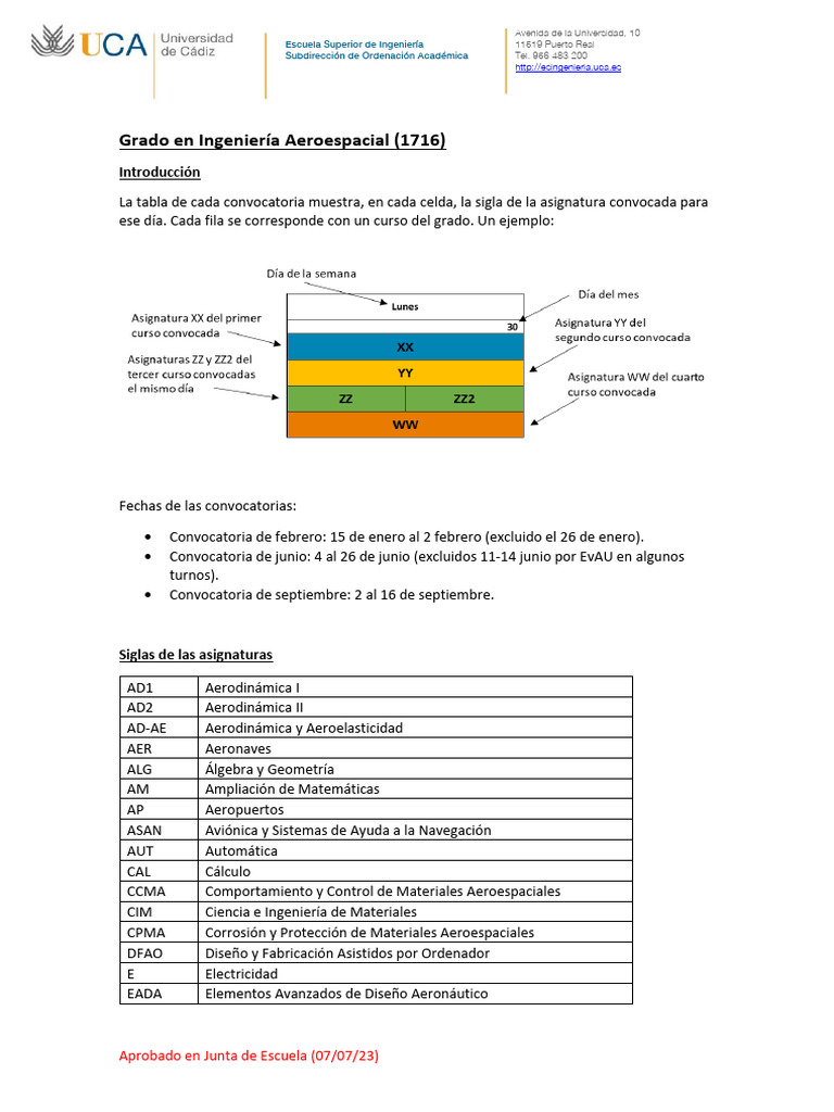 Horarios y Exámenes GIA UCA 2023-24 | PDF