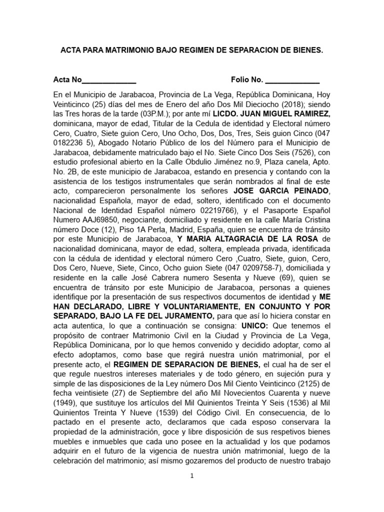 ACTO AUTENTICO. | PDF | Matrimonio