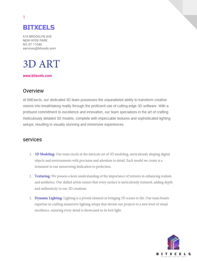 3D Art Service Proposals and Details | PDF | 3 D Computer Graphics ...