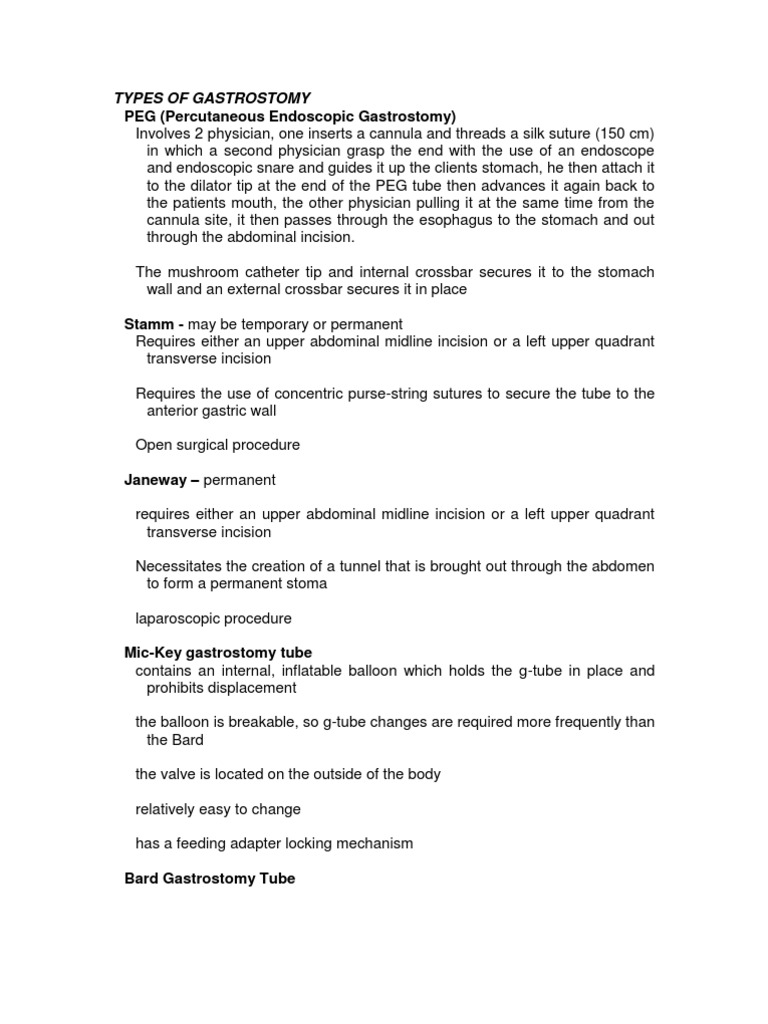 Types of Gastrostomy | PDF | Injection (Medicine) | Chemotherapy