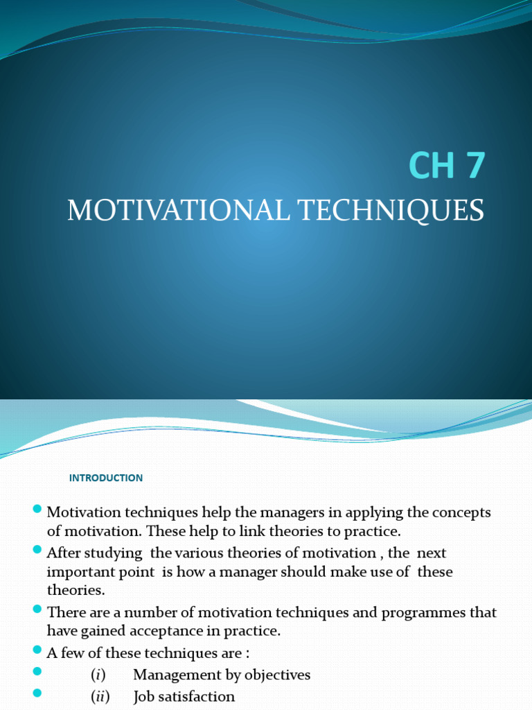 CH 7 Motivational Techniques | PDF | Job Satisfaction | Organizational ...