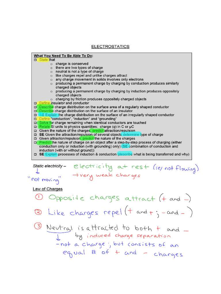 Notes Filled in Electric Fields | PDF