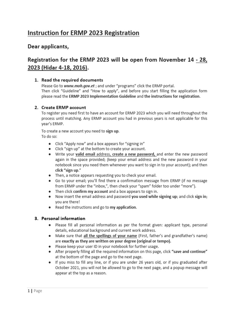 Instruction For ERMP 2023 Registration | PDF