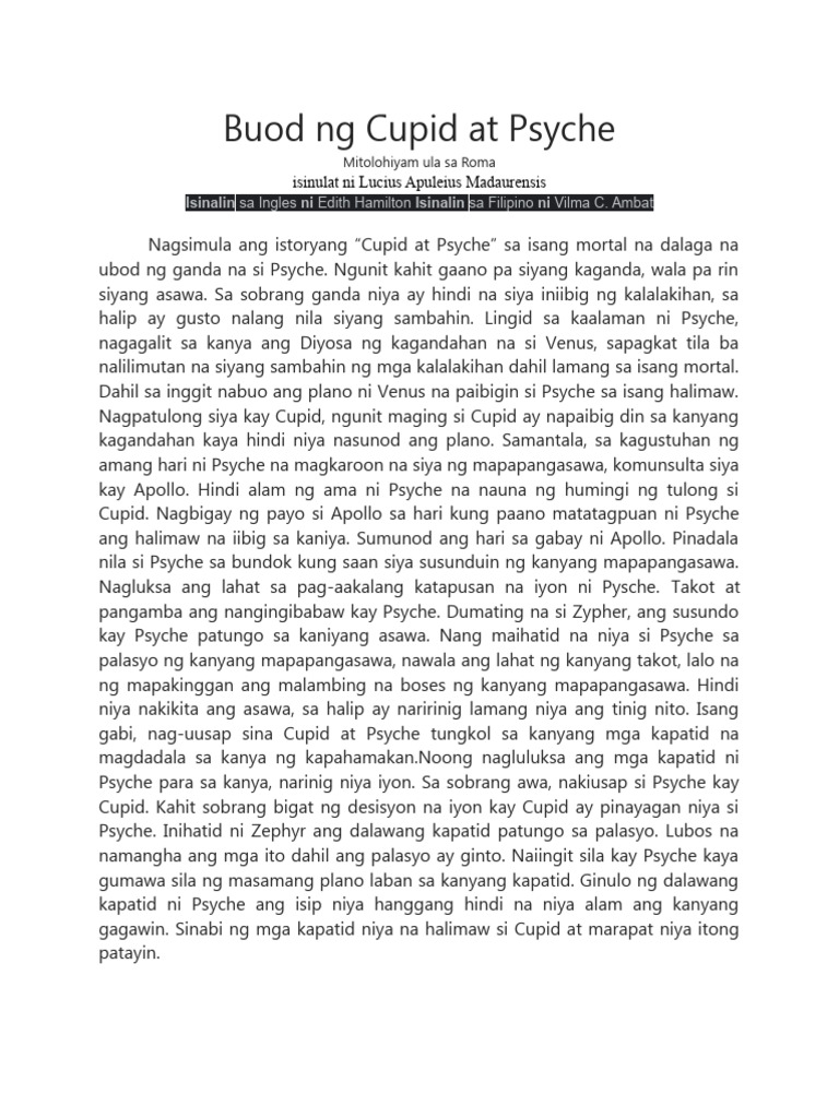 Buod NG Cupid at Psyche | PDF