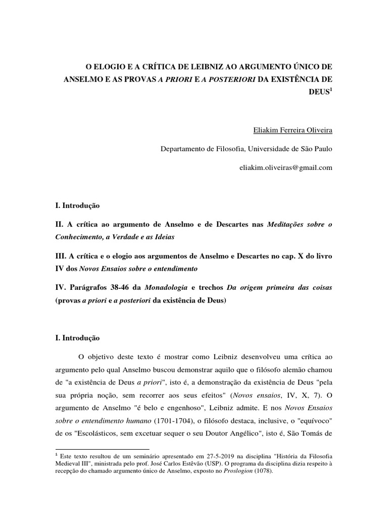 O Elogio e A Critica de Leibniz Ao Argum | PDF | Gottfried Wilhelm Leibniz | Ensino de Matemática