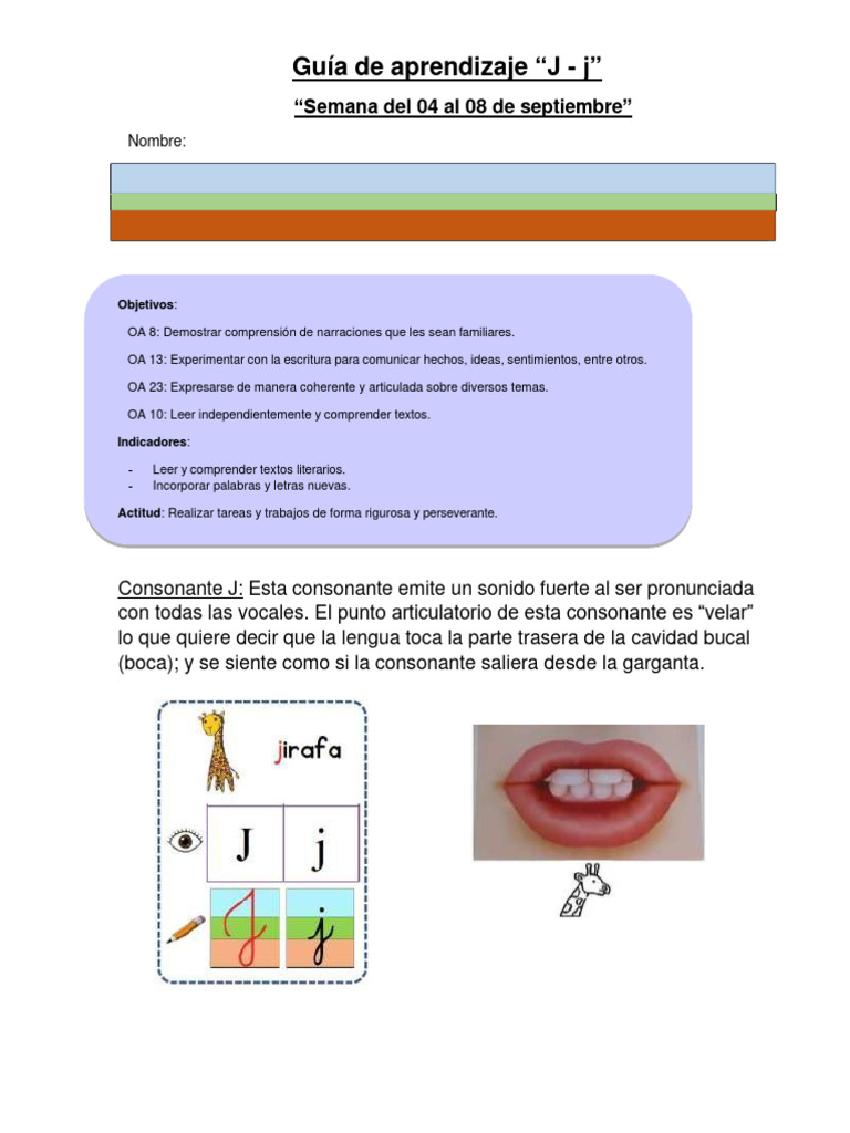 Guia de Aprenidzaje Letra J | PDF | Arboles | Lingüística