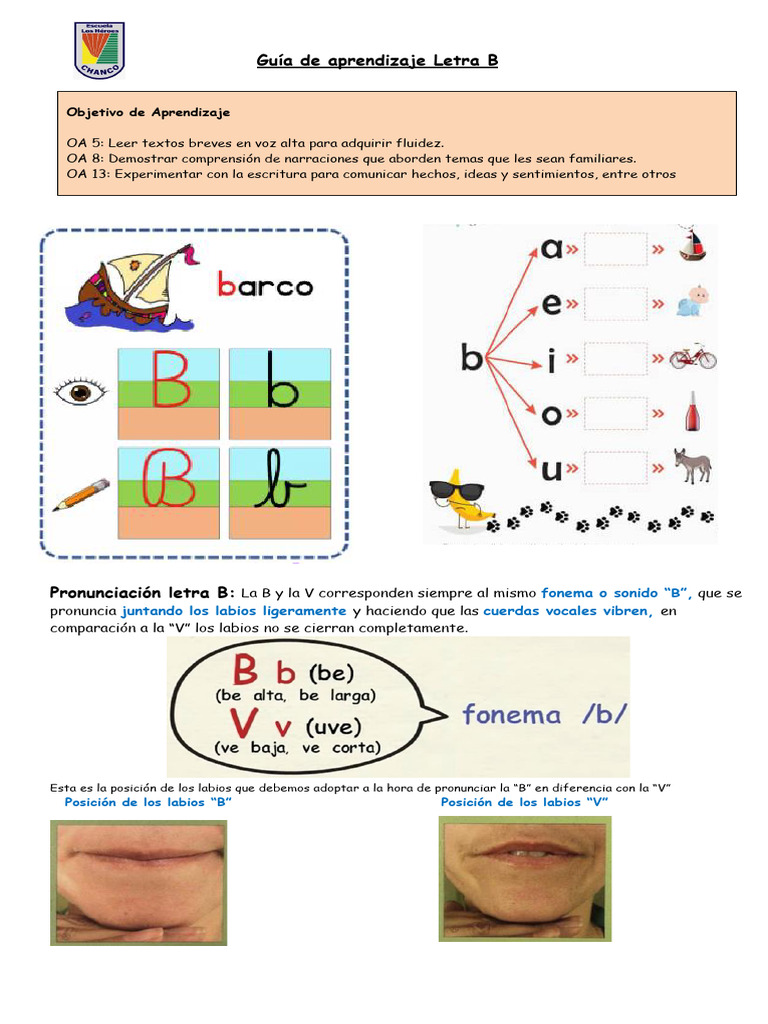 Guia de Aprendizaje Letra B | PDF