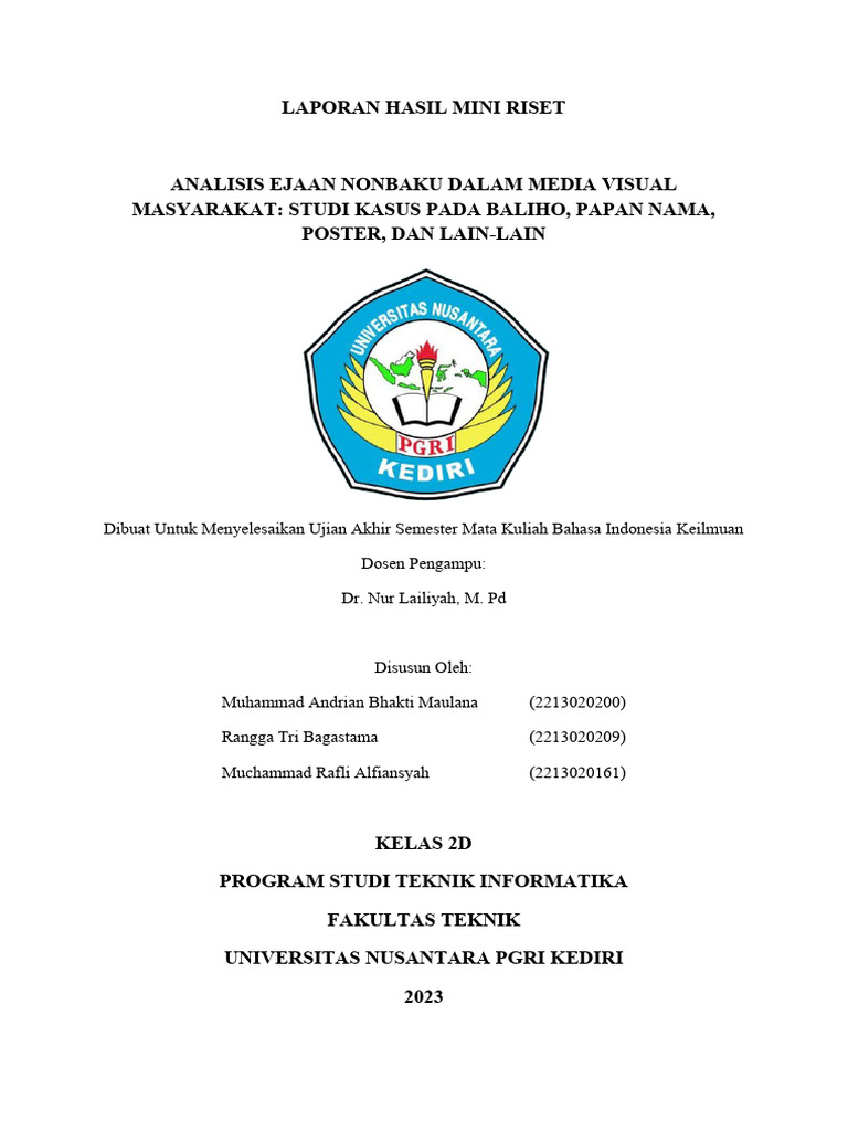 Laporan Mini Riset | PDF