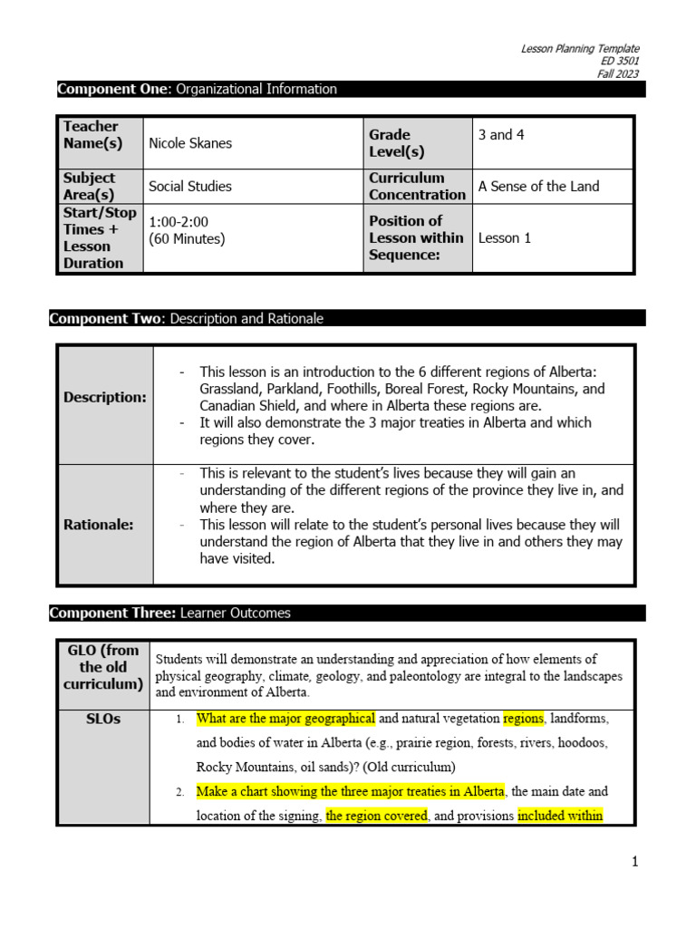 Social - Alberta Regions Lesson 1 | Download Free PDF | Alberta ...