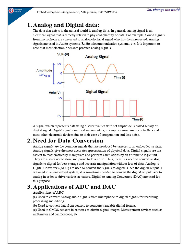 Embedded Systems Assignment 5 | PDF | Analog To Digital Converter | Sampling (Signal Processing)