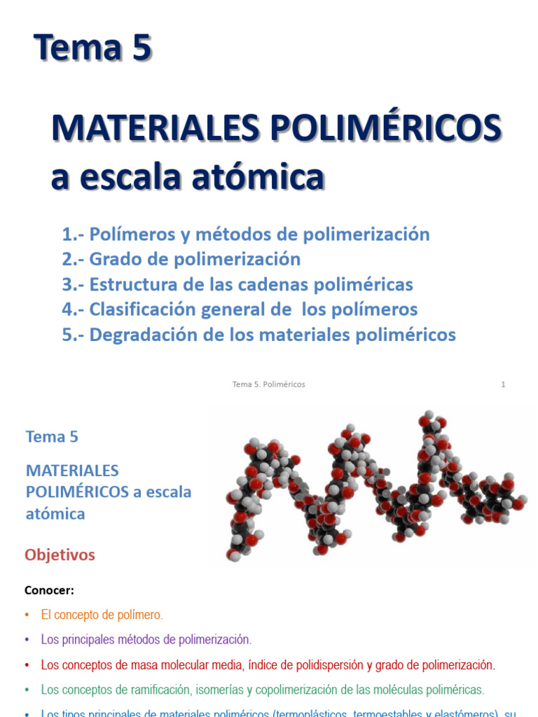 Bloque I Tema 5 Materiales Polimericos A Escala Atomica | PDF ...