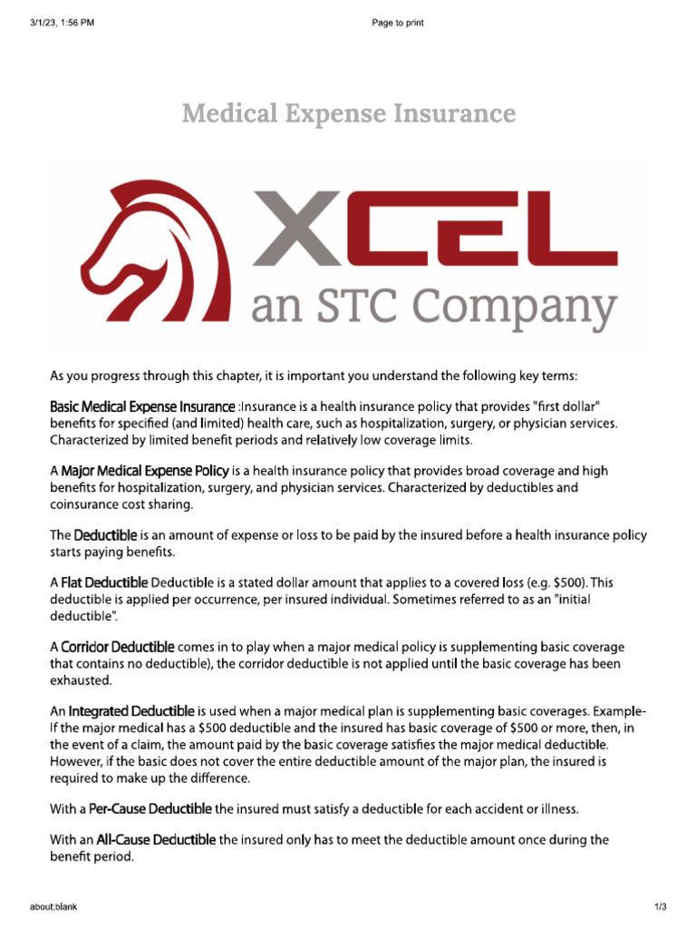 Health Insurance Chapter 4 Medical Expense Insurance | PDF