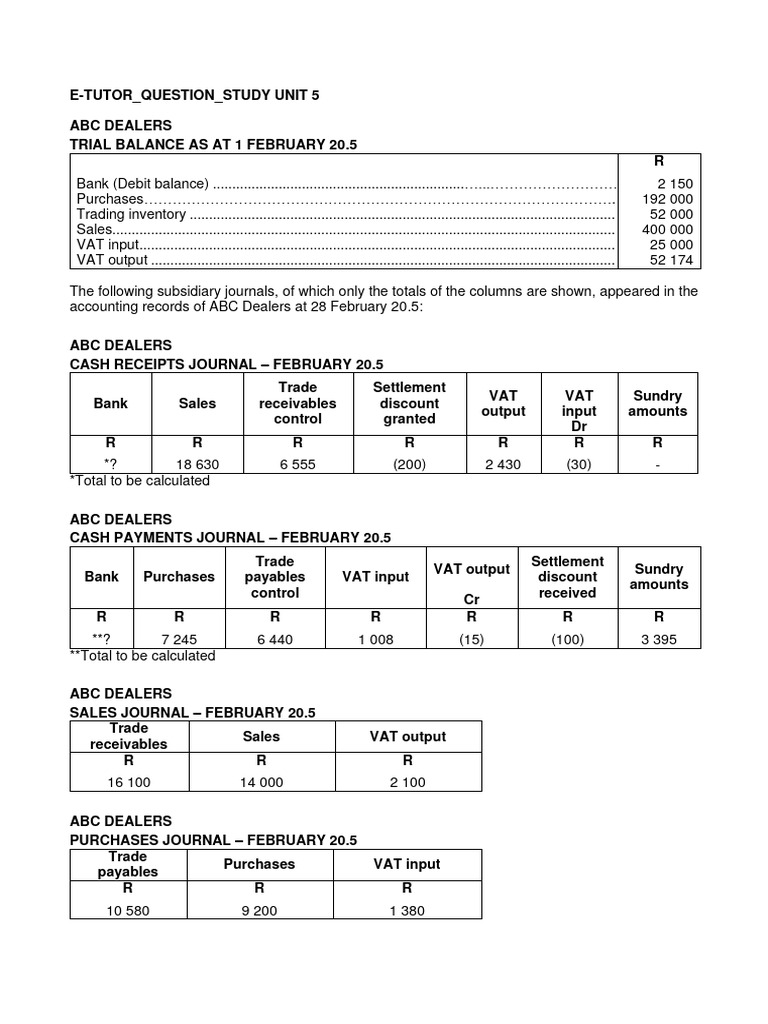 E-Tutor - Question - Study Unit 5 | PDF