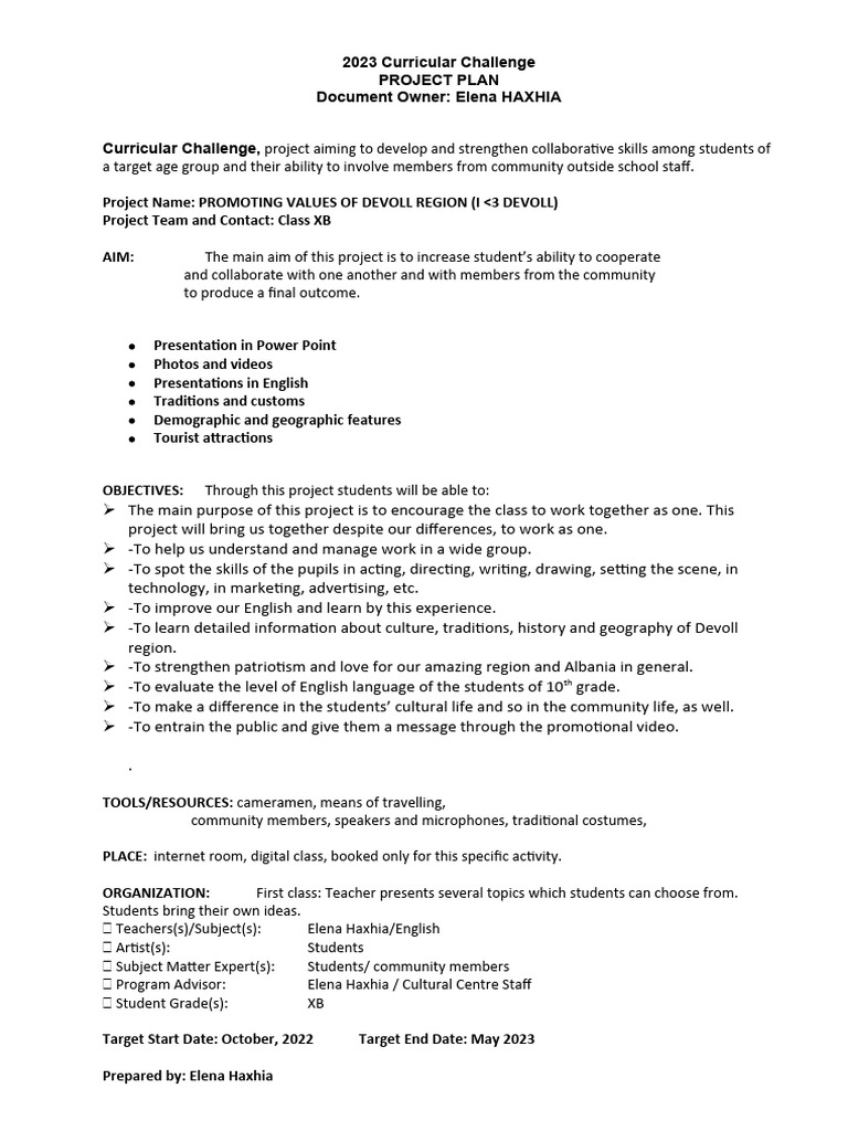 Project Plan XB-2023 | PDF
