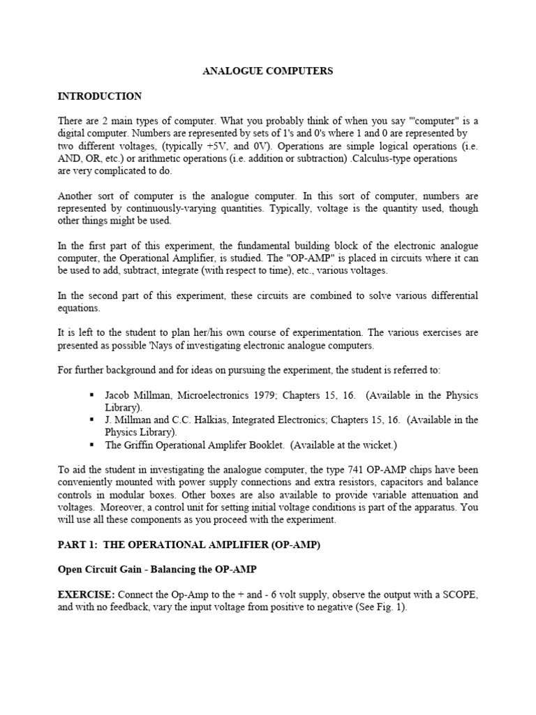 Analogue Computers | PDF | Science & Mathematics