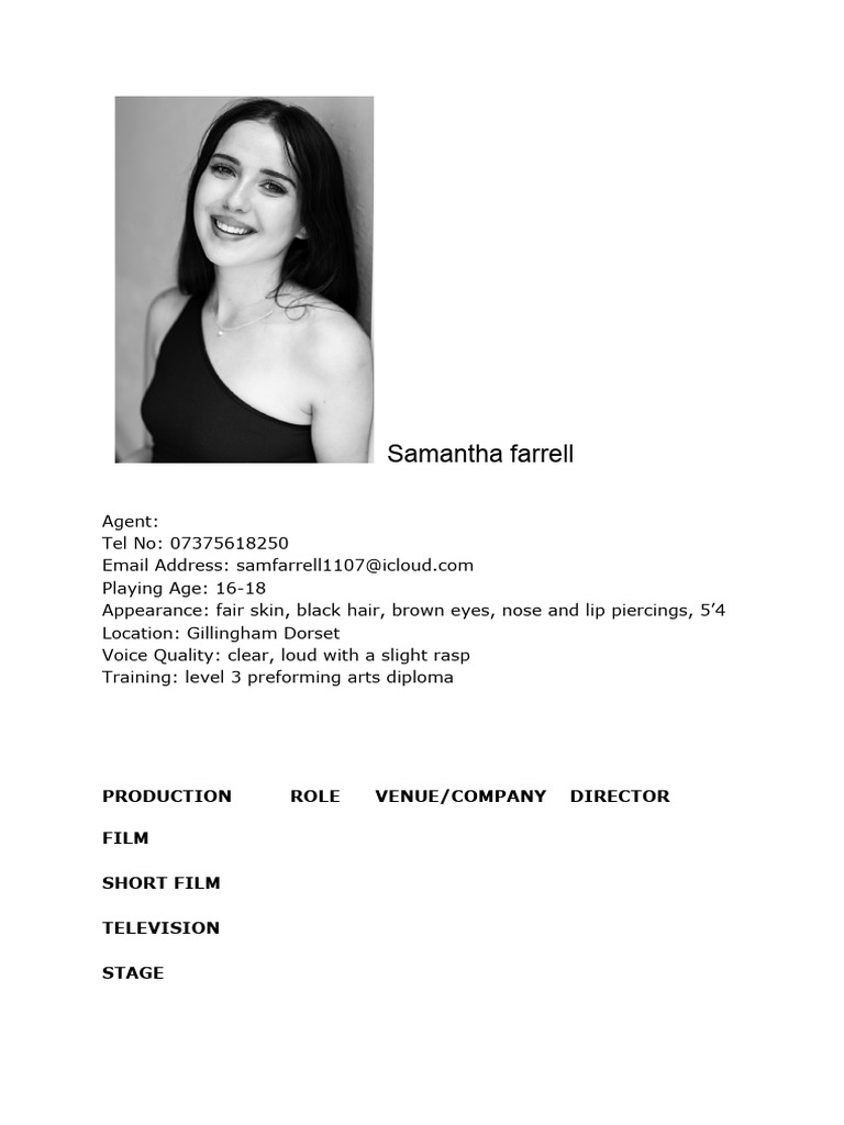 Actors CV Template 1 | PDF