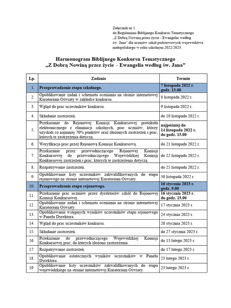 Zal. NR 1 Harmonogram Szczegolowy | PDF