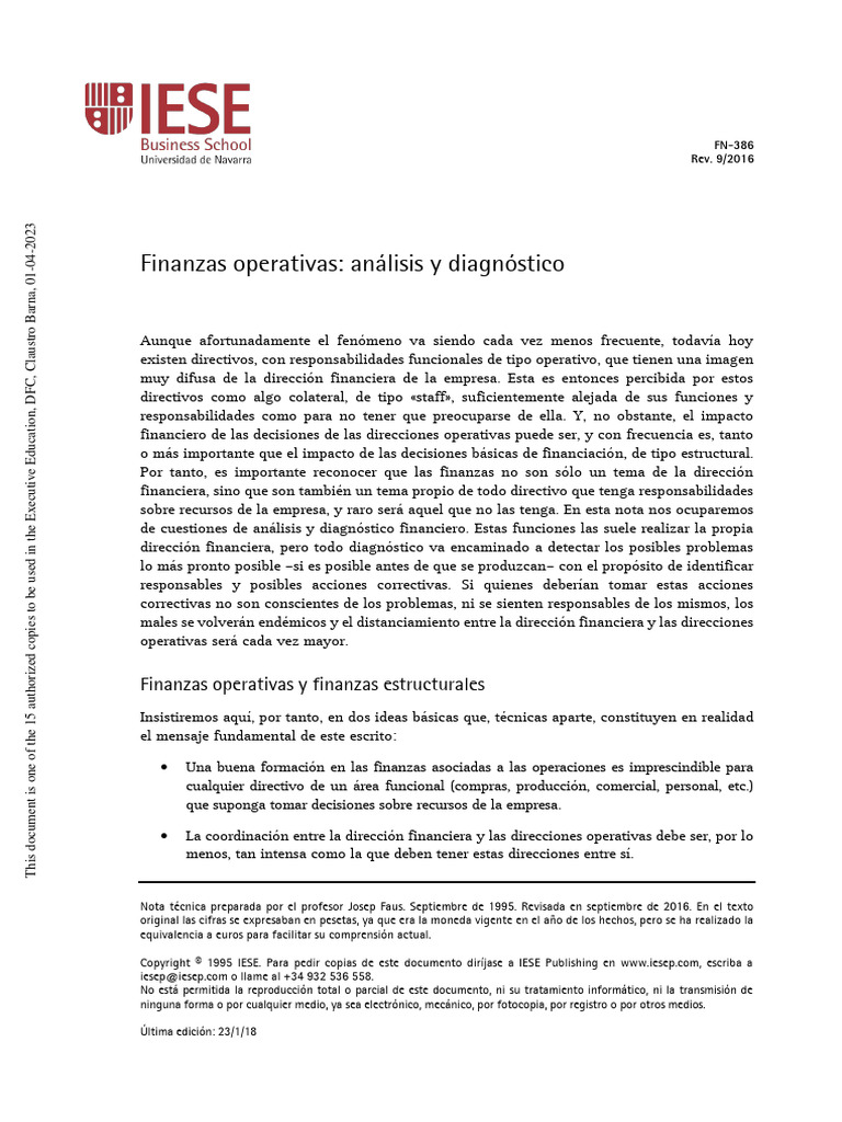 FN-0386-Finanzas Operativas Análisis y Diagnóstico | PDF | Business ...