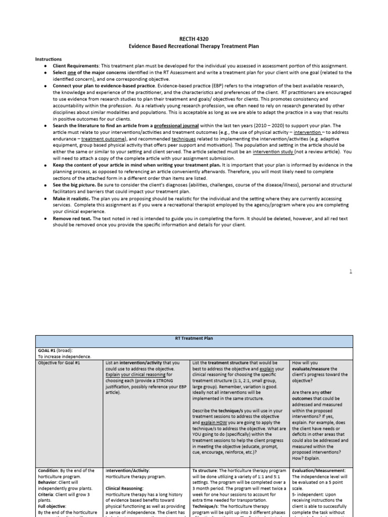 Client RT Treatment Plan | PDF | Evidence Based Practice | Physical Therapy