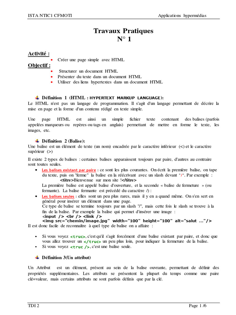 TP - N°1 Hypermédias | PDF