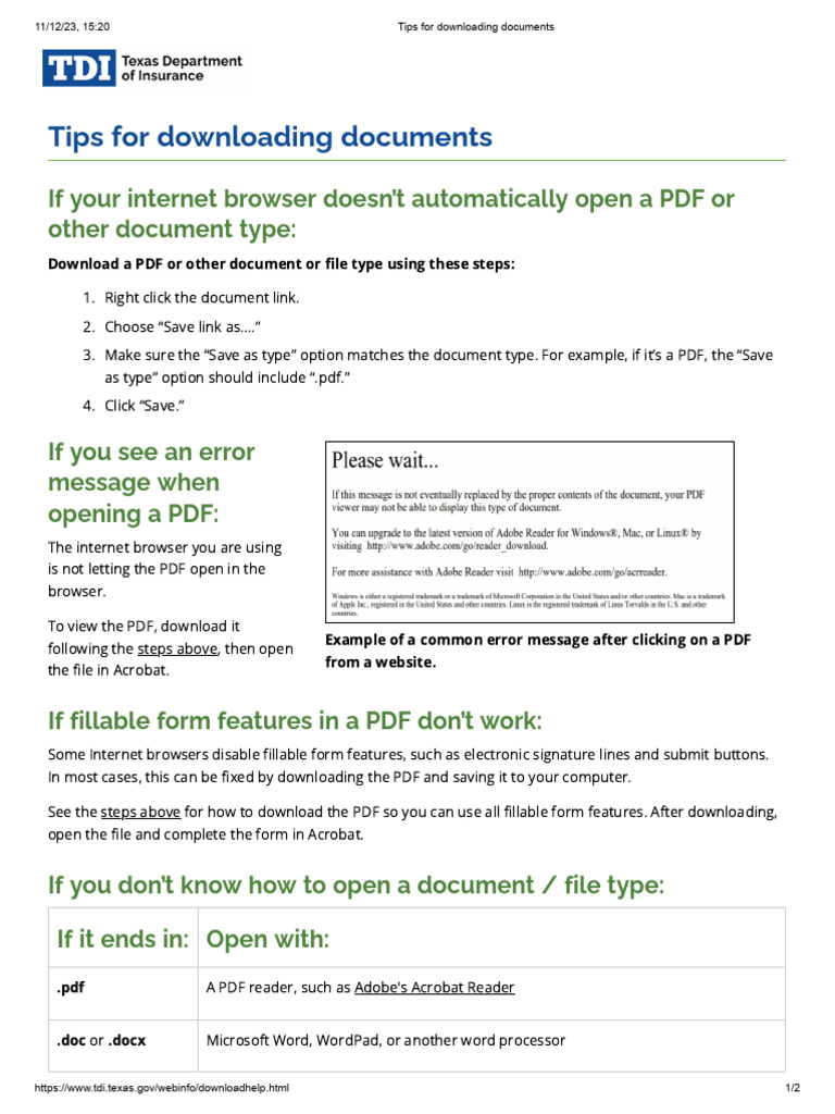 Tips for downloading documents | PDF