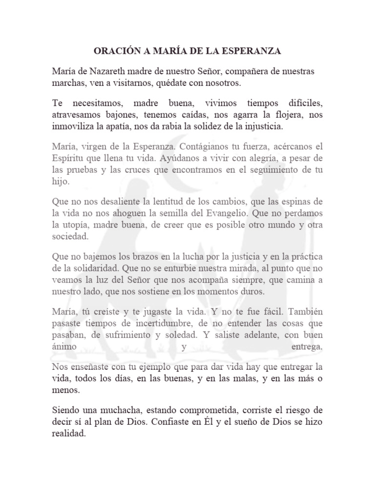 Oración A María de La Esperanza | PDF | María, madre de Jesús | Oración