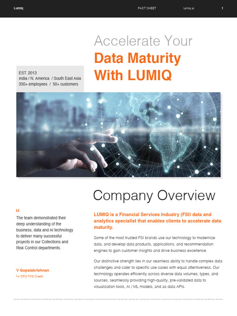 LUMIQ DataSheet | PDF | Artificial Intelligence | Intelligence (AI ...