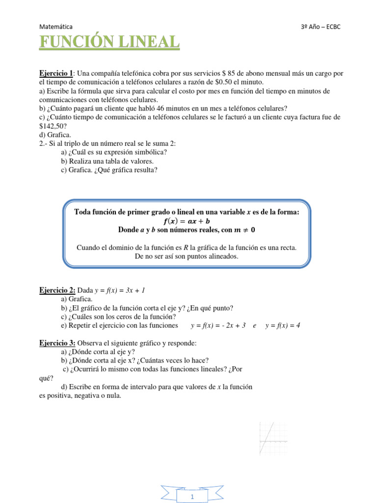 Función Lineal 2021 3º | PDF | Pendiente | Variable (Matemáticas)