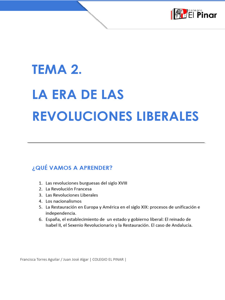 Tema 2. La Era de Las Revoluciones Liberales - Docx1parte 1 | PDF