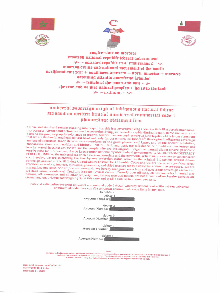 Document Number wtf000000274 Universal Sovereigne Original Indigenous ...