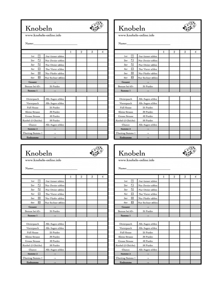 Knobel Blatt Vorlage | PDF