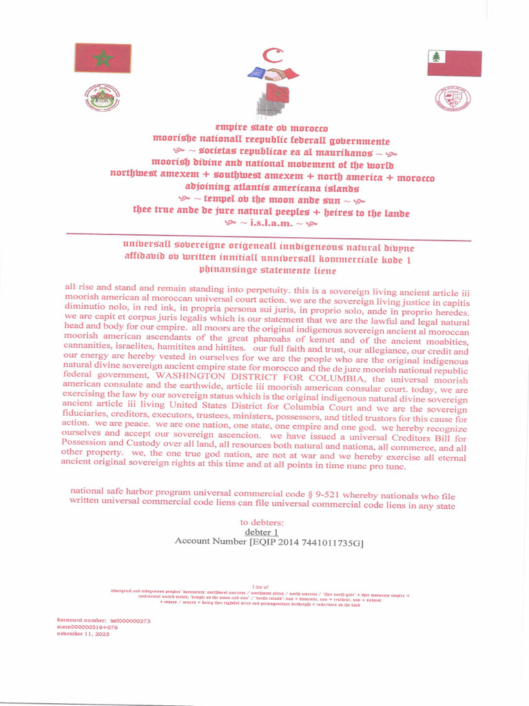 Document Number wtf000000275 Universal Sovereigne Original Indigenous ...