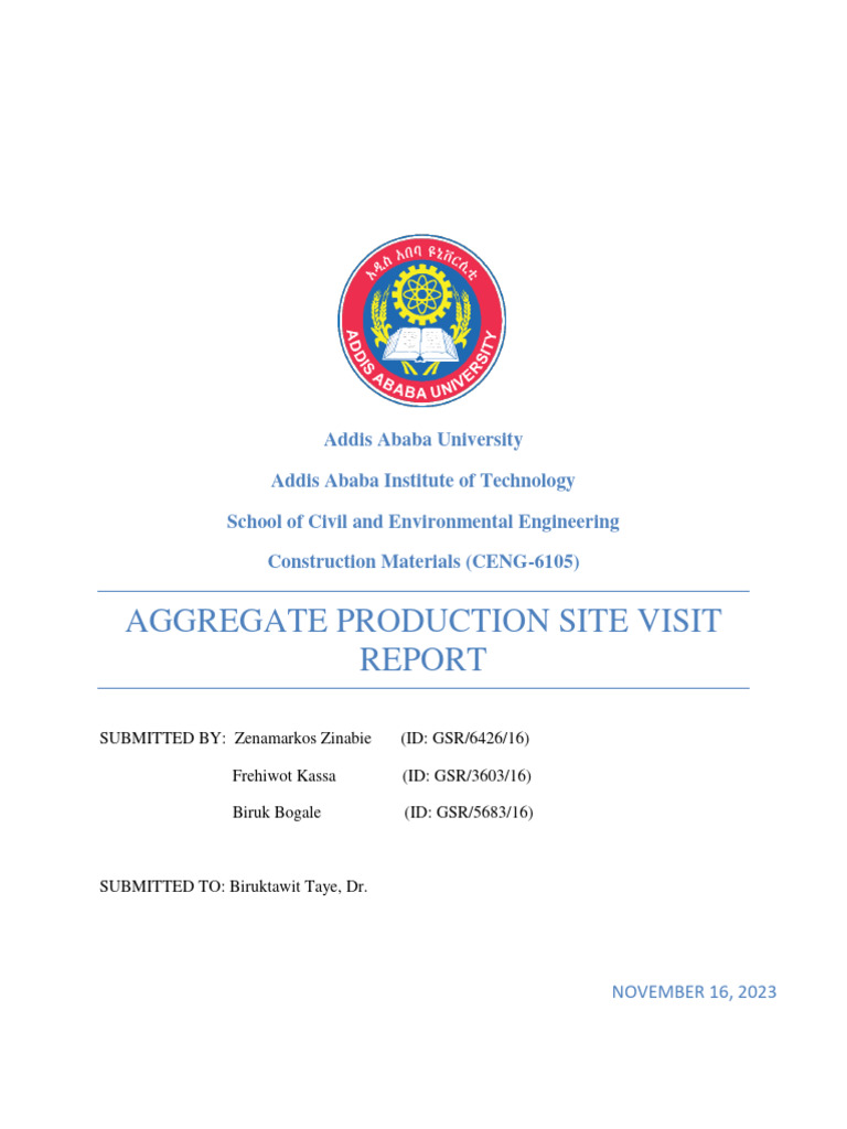 Aggregate Production Site Visit Report | PDF | Concrete | Construction ...