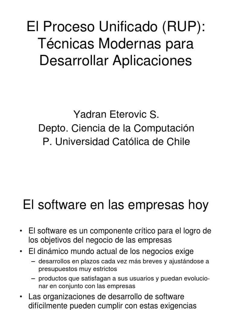El Proceso Unificado (RUP) : Técnicas Modernas para Desarrollar Aplicaciones | PDF | Ingeniería ...