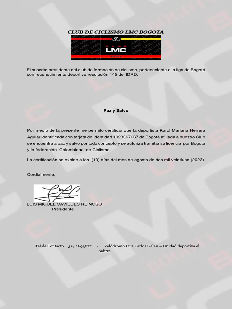 PAZ Y SALVO LMC | PDF